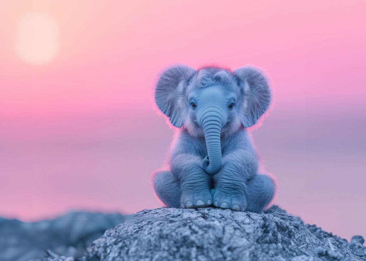 ' Lonely baby elephant' Poster, picture, metal print, paint by Artsynth ...