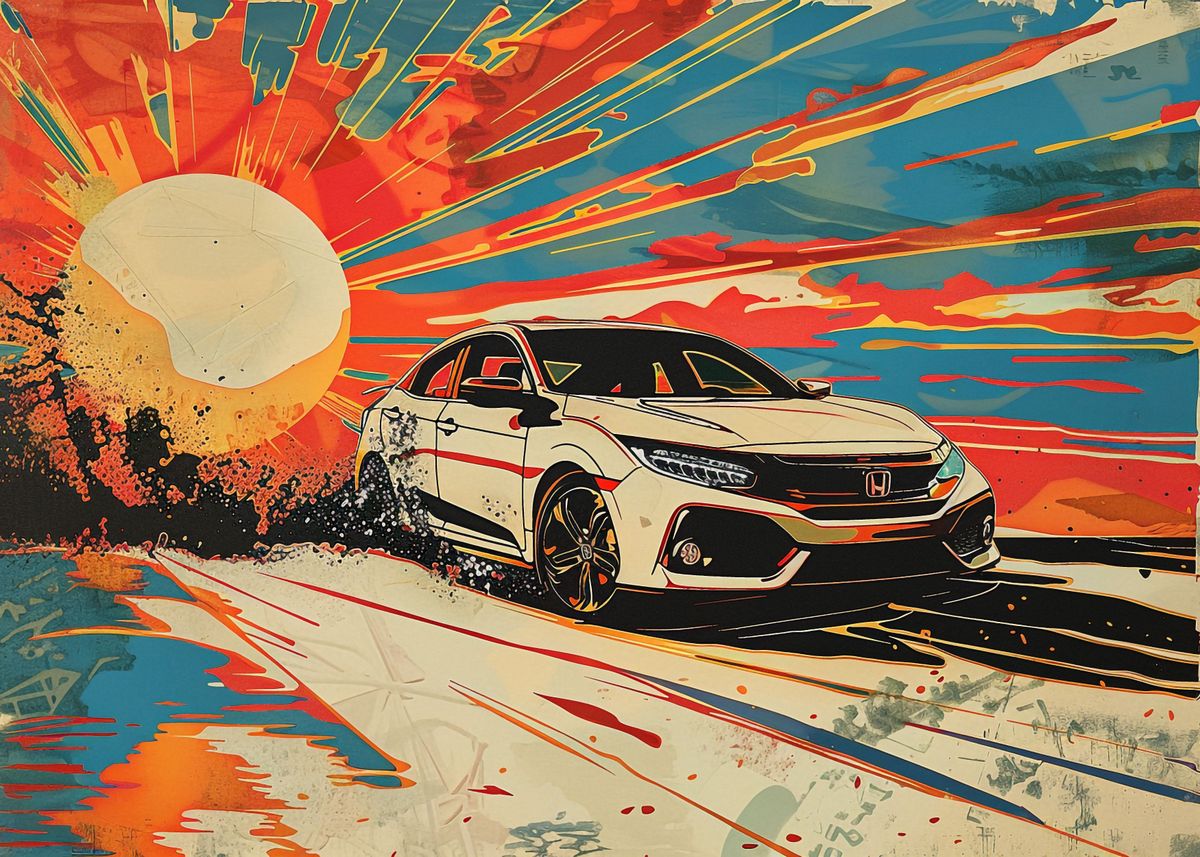 'Honda Civic Hatchback auto' Poster, picture, metal print, paint by ...