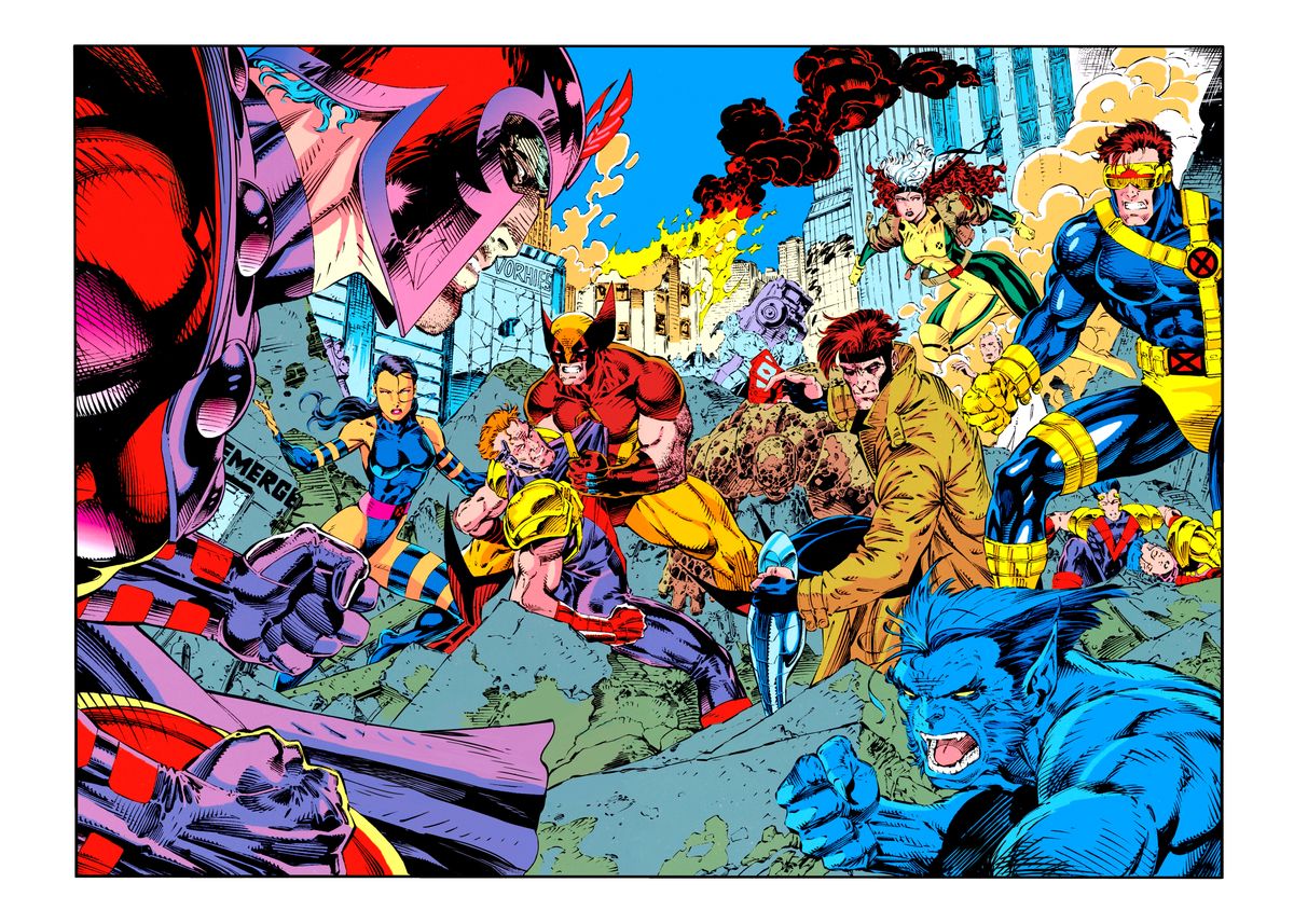 'X-Men Group Fight' Poster, picture, metal print, paint by Marvel ...