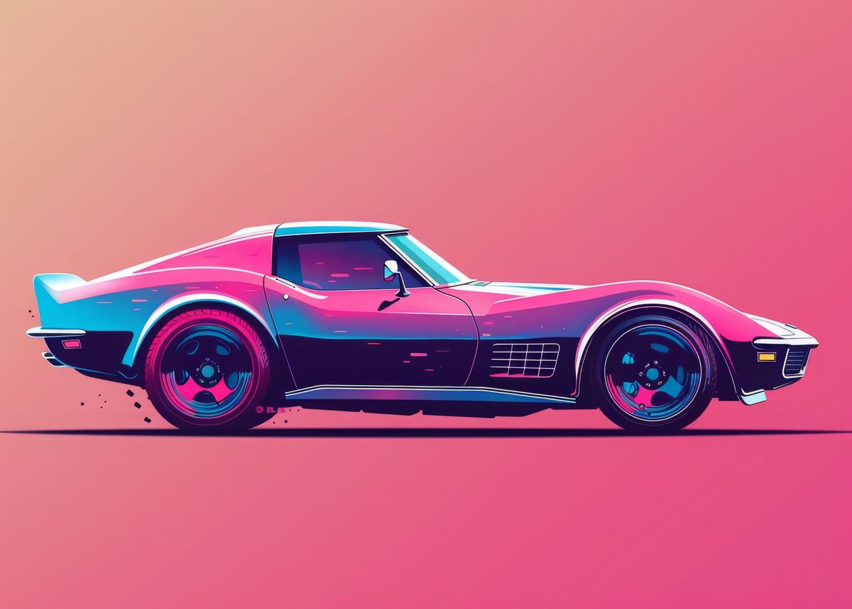 'Pastel Car' Poster, picture, metal print, paint by Adam Reed | Displate