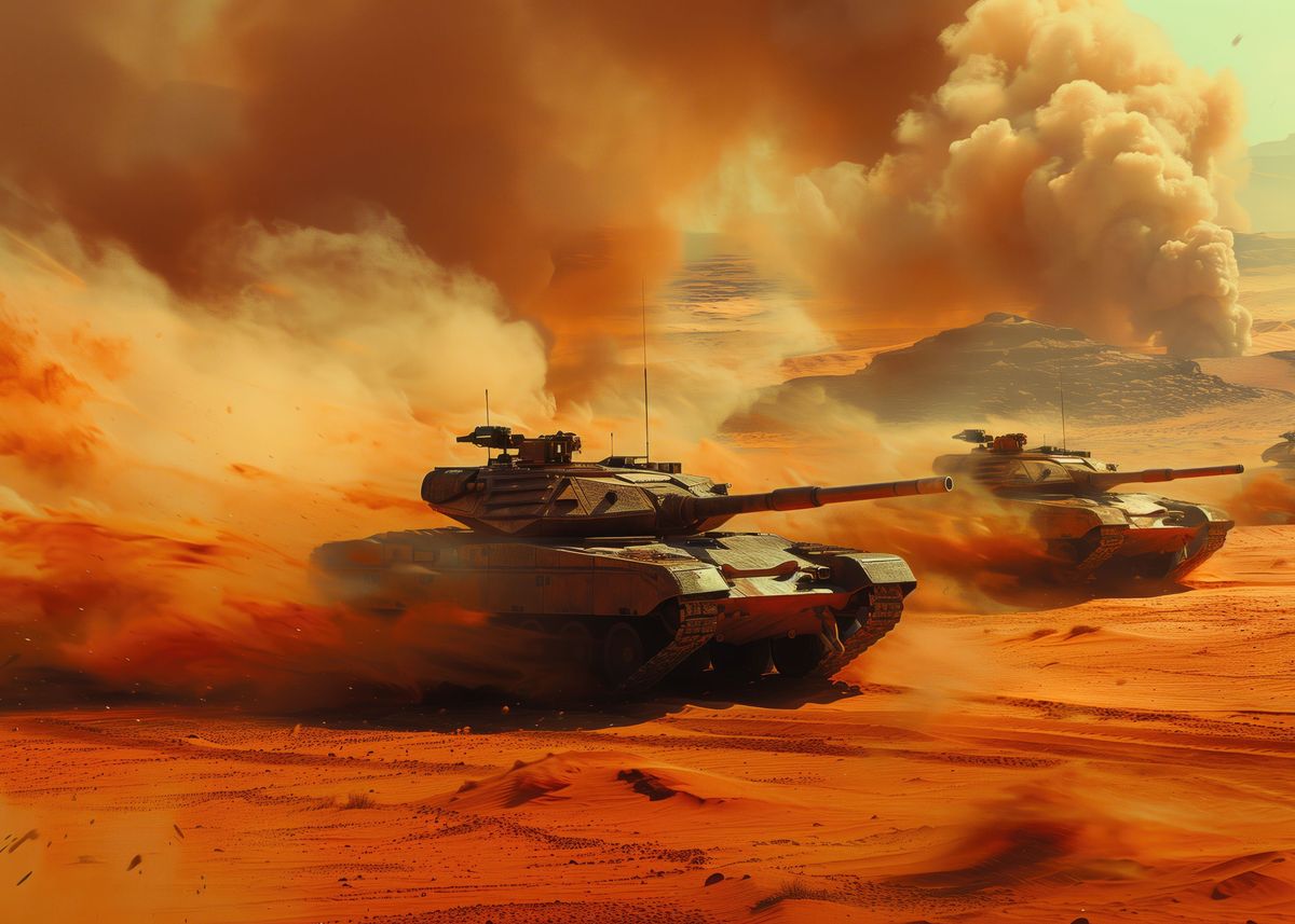 'Tanks engaged in combat' Poster, picture, metal print, paint by ...