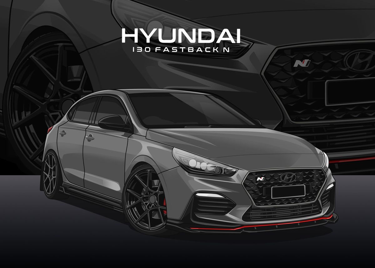 'hyundai i30 fastback n' Poster, picture, metal print, paint by capture ...