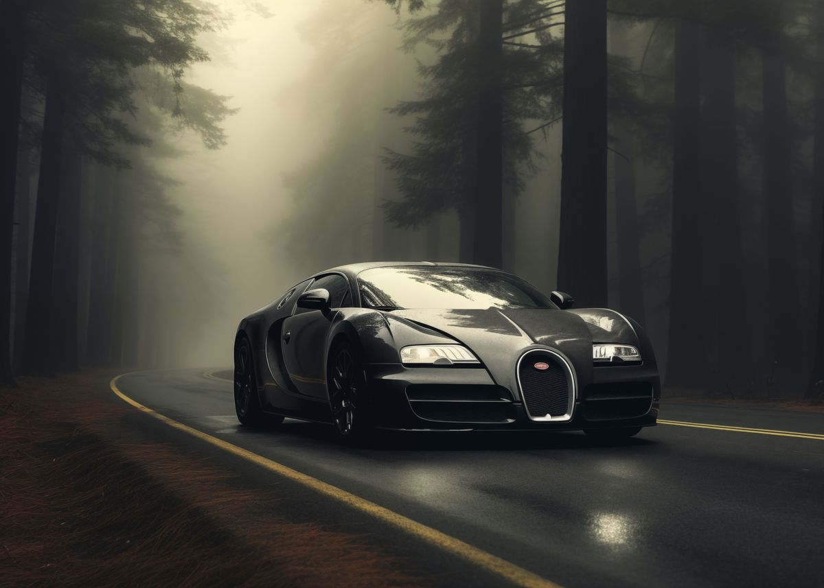 'Bugatti Veyron on the road' Poster, picture, metal print, paint by ...