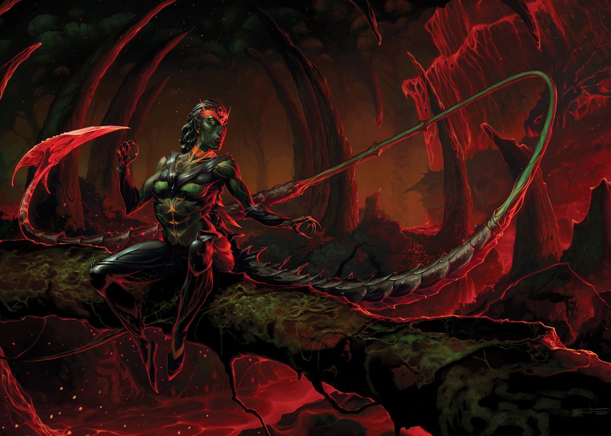 'Fire Scorpion Dark Fantasy' Poster, picture, metal print, paint by ...
