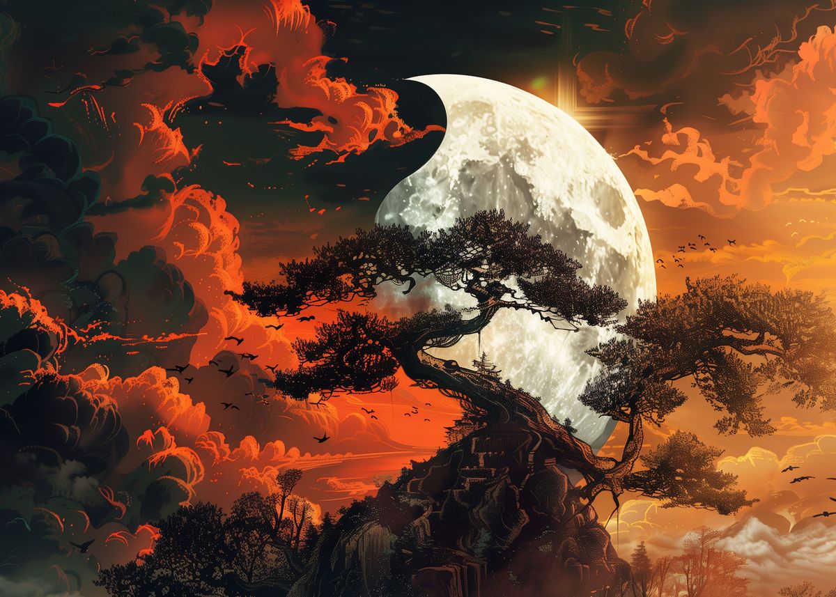 'Yin and Yang Landscape Art' Poster, picture, metal print, paint by ...