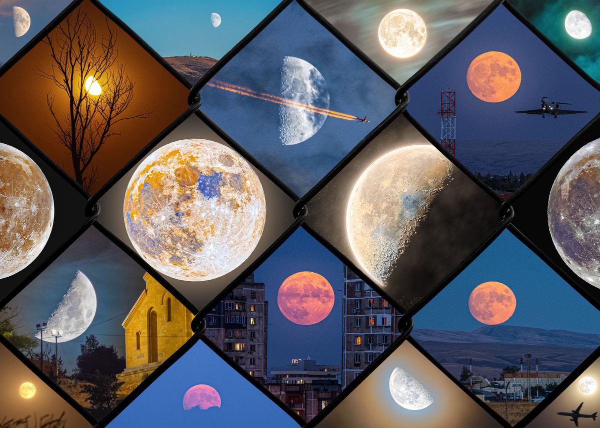 'Moon Collage' Poster, picture, metal print, paint by Ika Abuladze ...