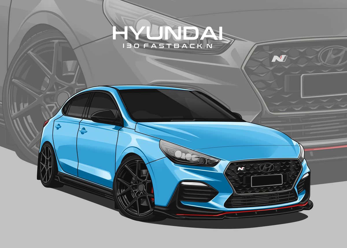 'hyundai i30 fastback n' Poster, picture, metal print, paint by capture ...