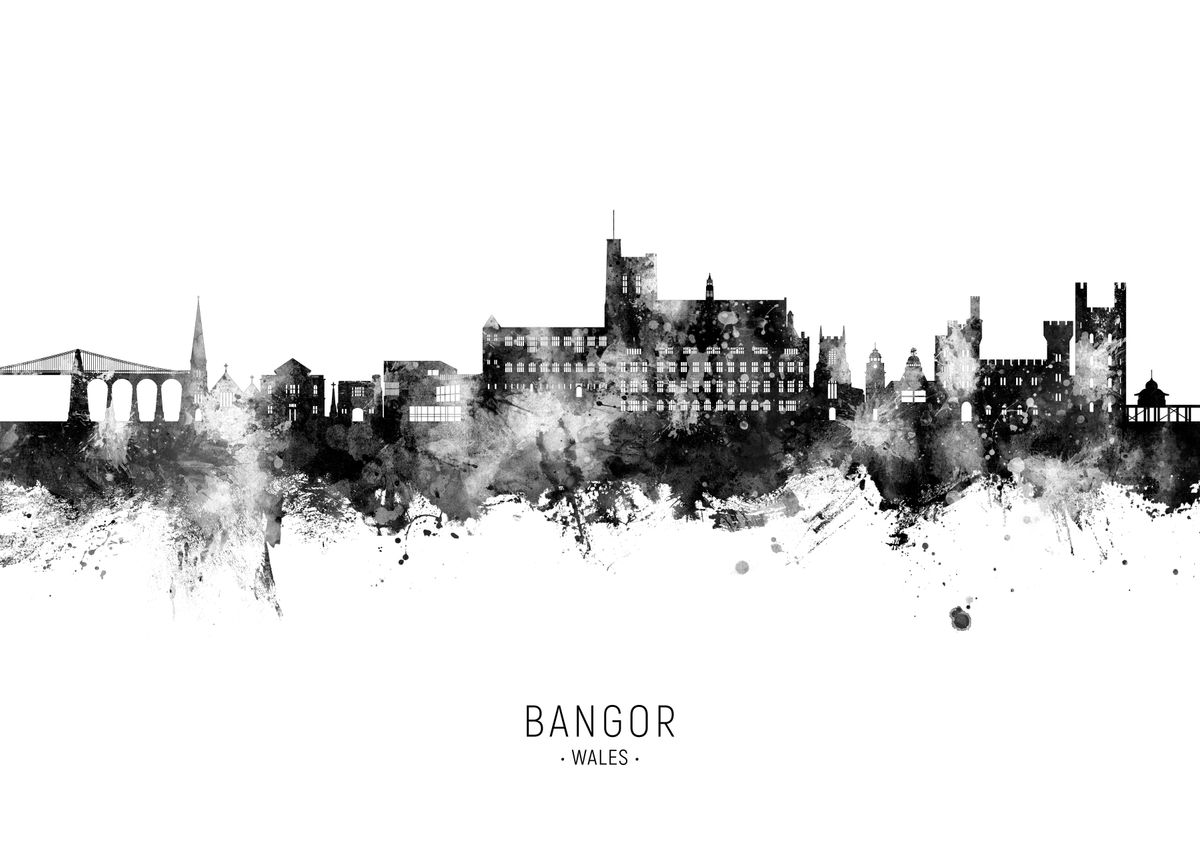 'Bangor Skyline Wales' Poster, picture, metal print, paint by Michael ...