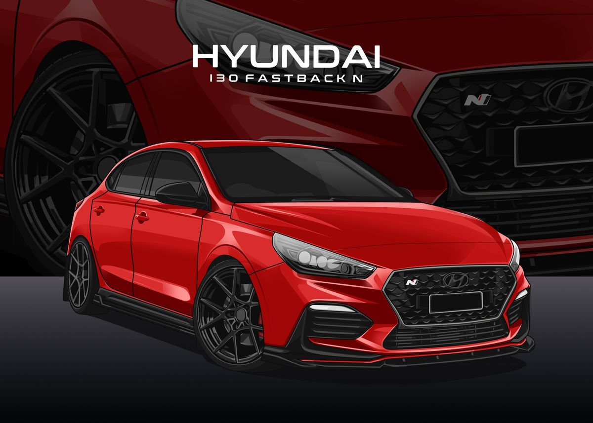 'hyundai i30 fastback n' Poster, picture, metal print, paint by ...