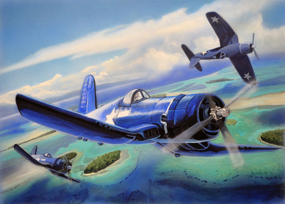 'F4U Corsair' Poster, picture, metal print, paint by Stan Art | Displate