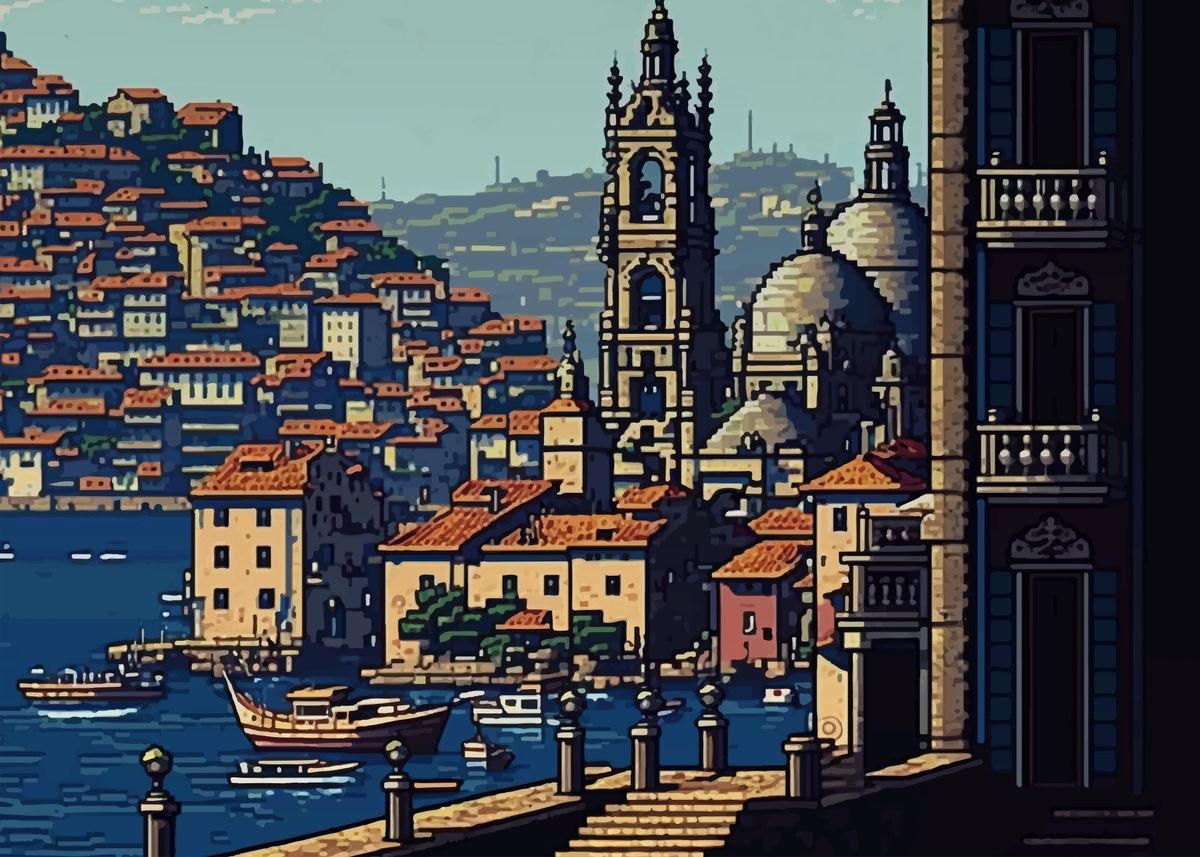 'Porto City Pixel Art' Poster, picture, metal print, paint by M Art ...