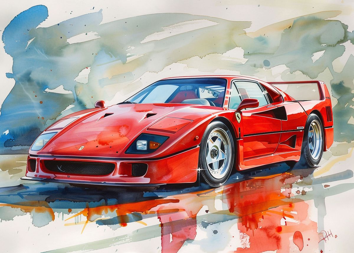 'My Ferrari F40 wheel' Poster, picture, metal print, paint by Victoria ...