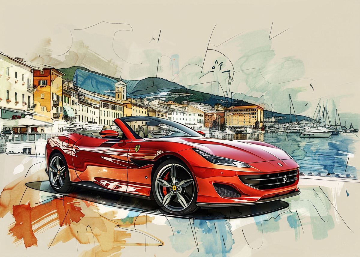 'My Ferrari Portofino M art' Poster, picture, metal print, paint by ...