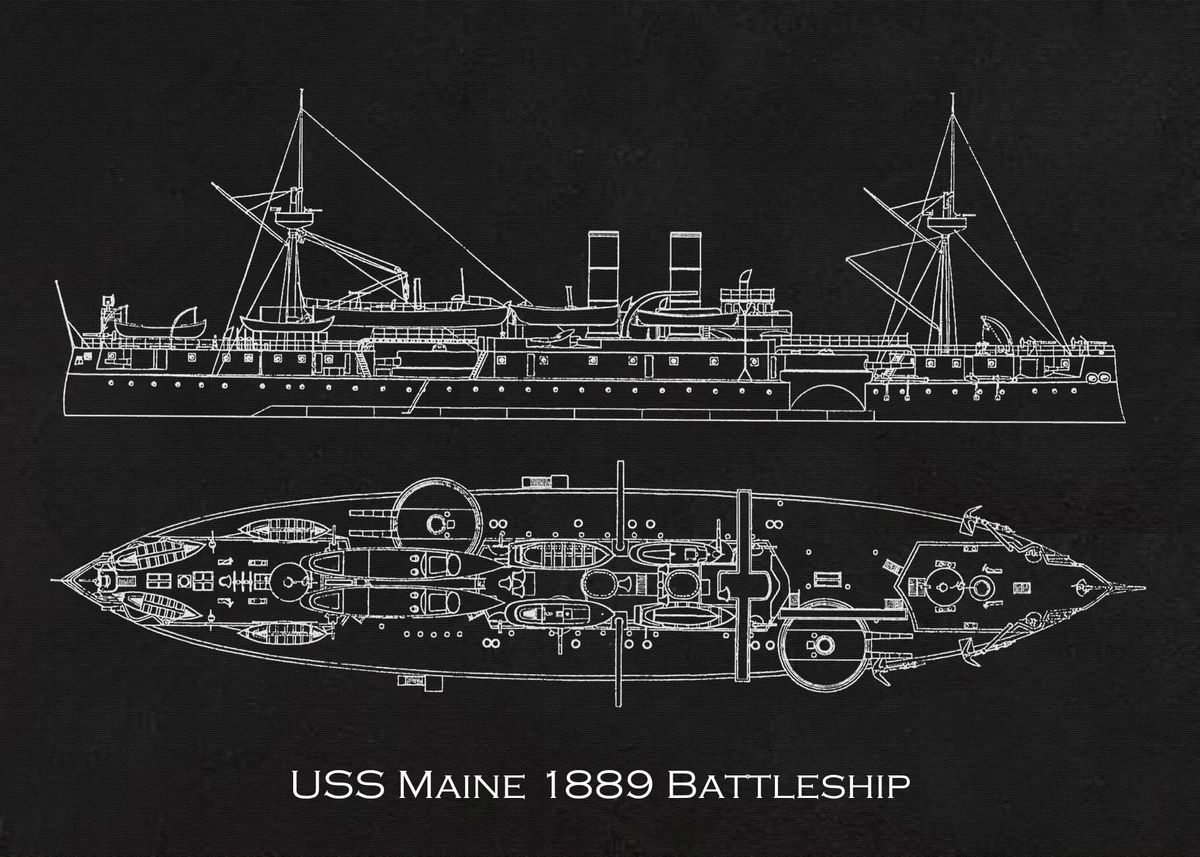 'USS Maine 1889 Battleship' Poster, picture, metal print, paint by ...