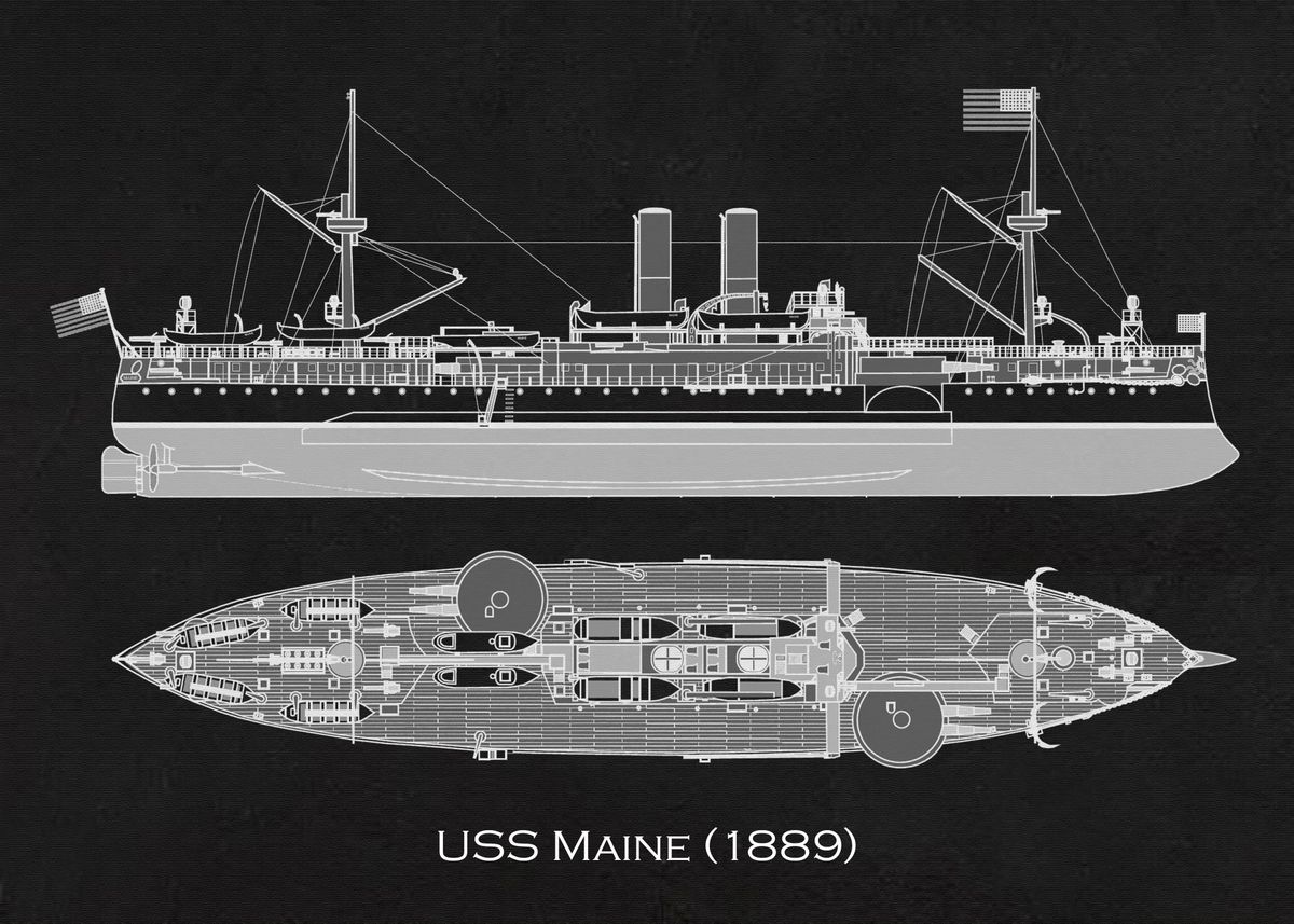 'USS Maine 1889' Poster, picture, metal print, paint by Blueprint ...