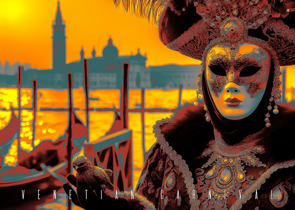 'Iconic Venetian Carnival' Poster, picture, metal print, paint by Jean ...