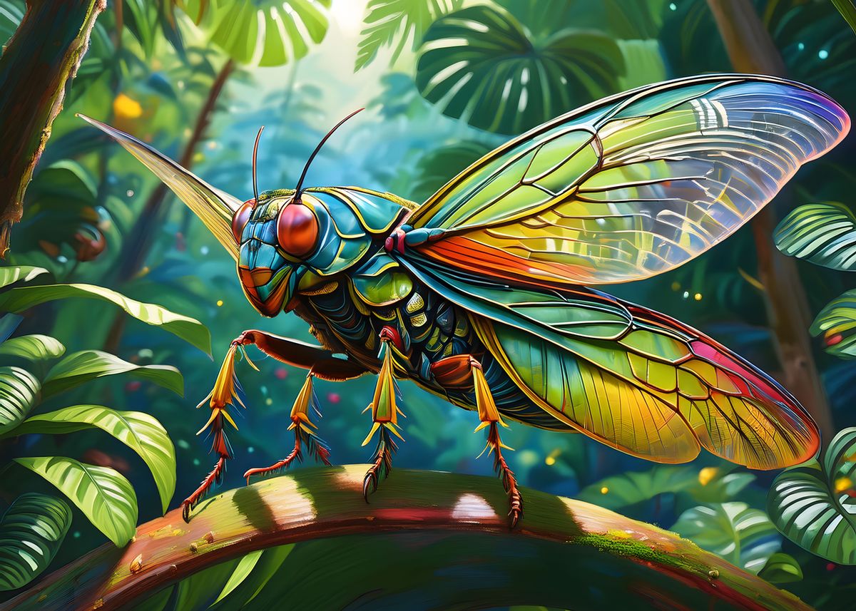 'colorful cicada' Poster, picture, metal print, paint by Fátima ...