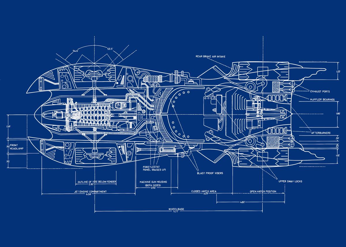 'M 5 Racer Blueprint' Poster, picture, metal print, paint by magi ...