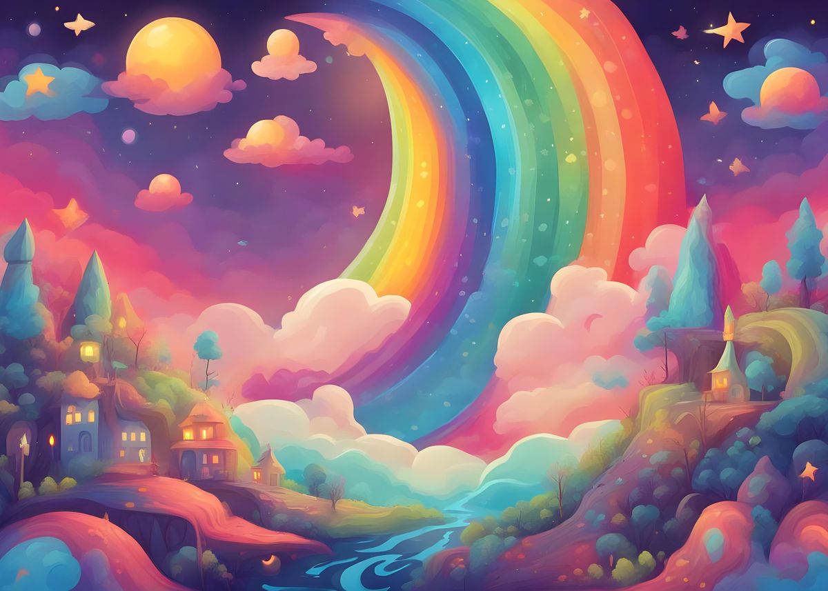 'Cute Rainbow' Poster, picture, metal print, paint by ALMA Studio ...