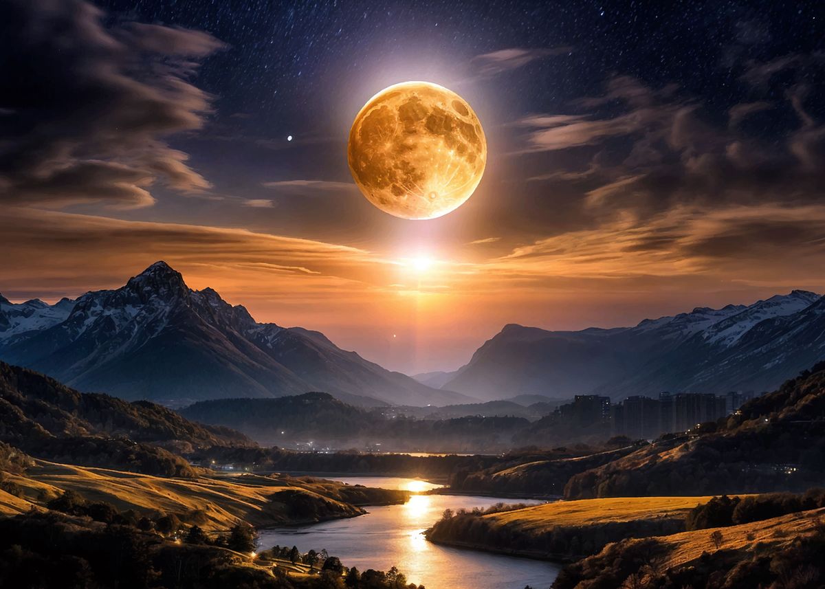 'Mountain Sunset' Poster, picture, metal print, paint by MICHELLE ...