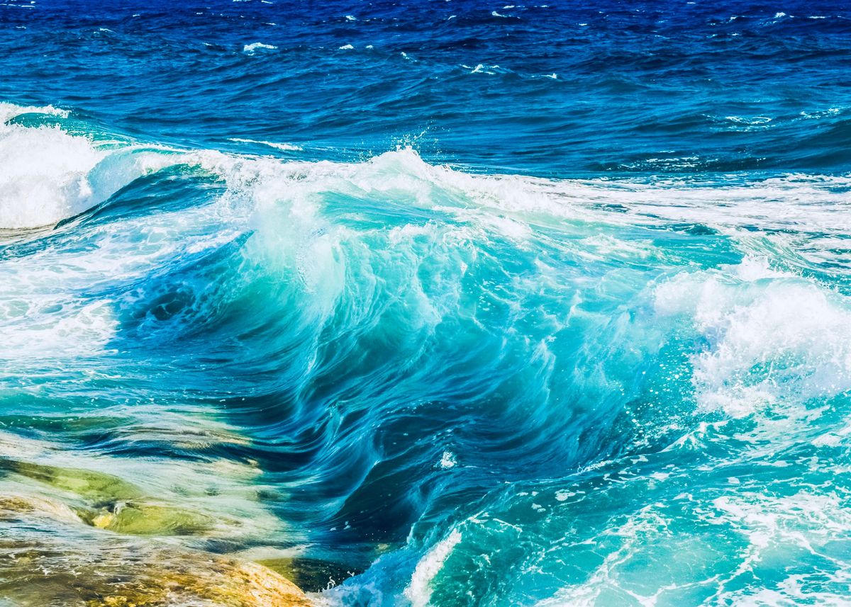 'Ice Blue Waves' Poster, picture, metal print, paint by Art Shack ...
