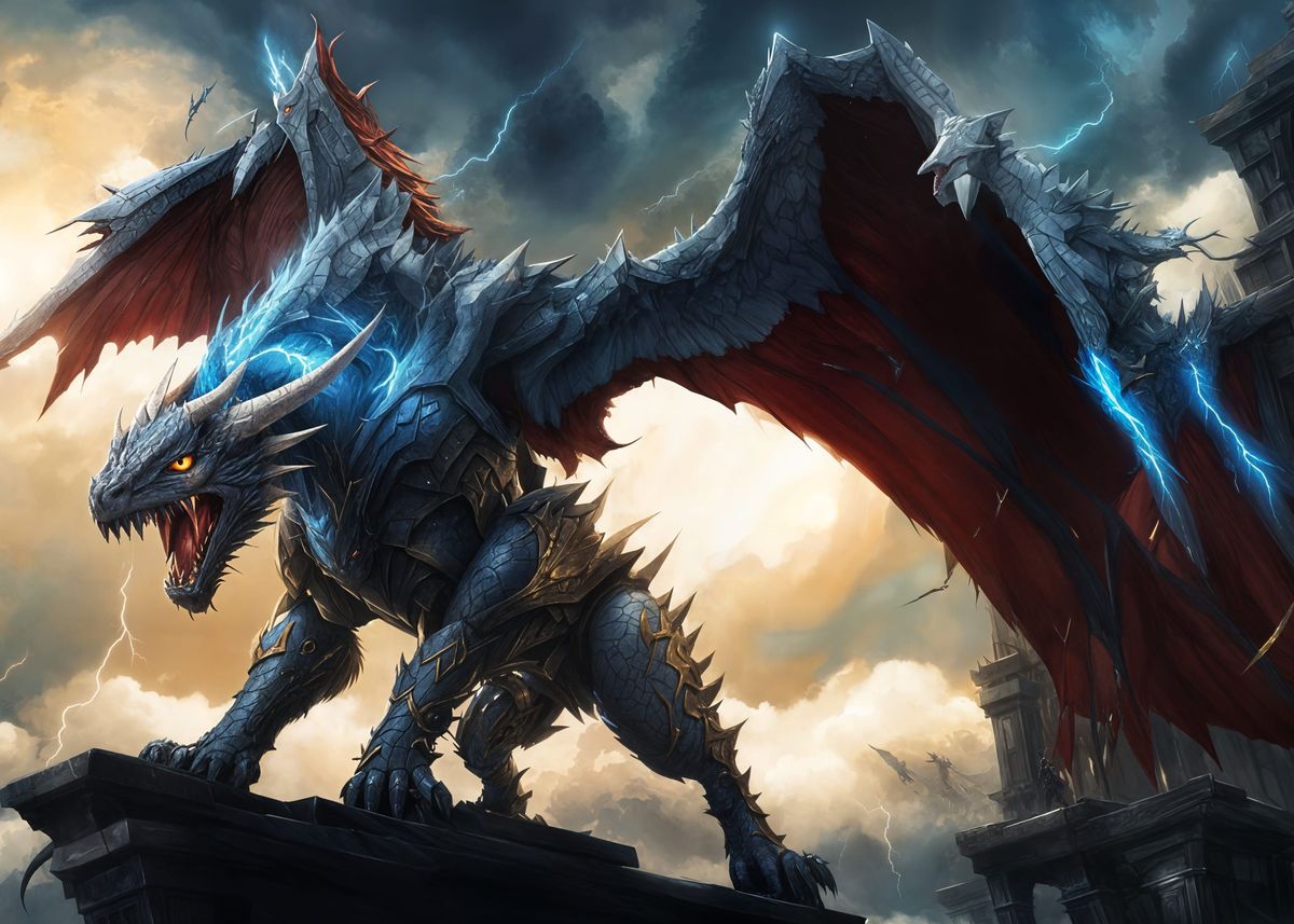 'Lightning Drake' Poster, picture, metal print, paint by Martin Engman ...