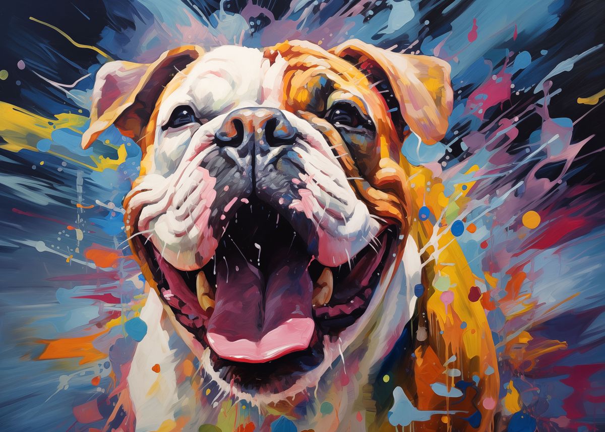 'Colorful English Bulldog ' Poster, picture, metal print, paint by ...