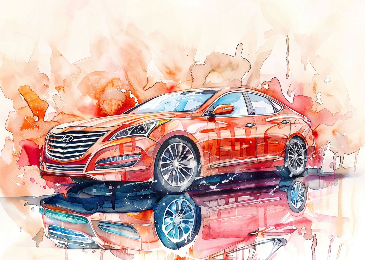 'My Hyundai Azera splash' Poster, picture, metal print, paint by ...