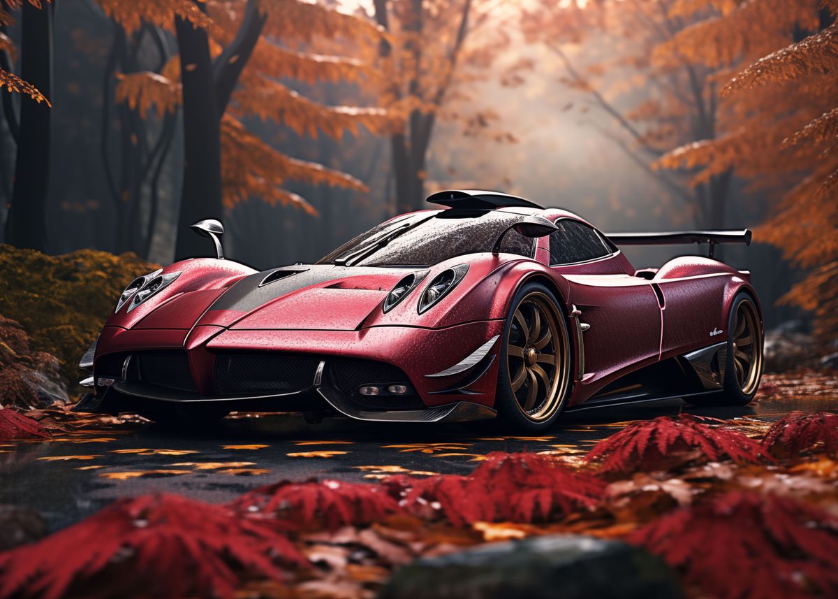 'Pagani Huayra car Autumn' Poster, picture, metal print, paint by Roman ...