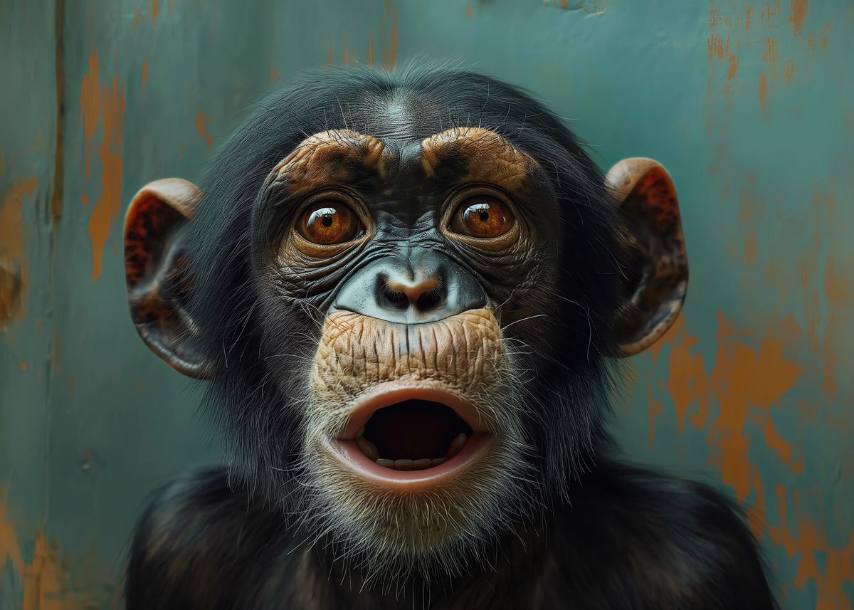 'Surprised Monkey Animal' Poster, picture, metal print, paint by Roman ...