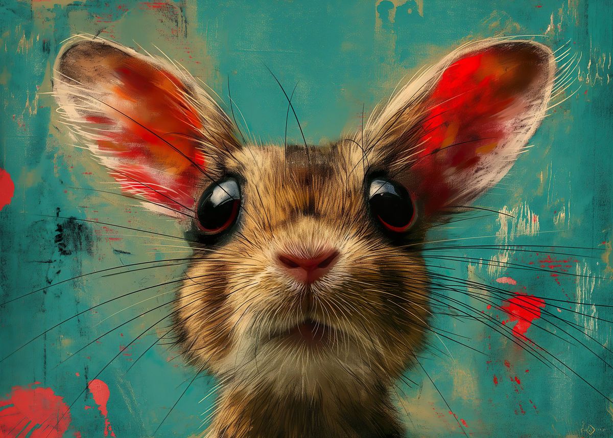 'Mouse with big ears Animal' Poster, picture, metal print, paint by ...