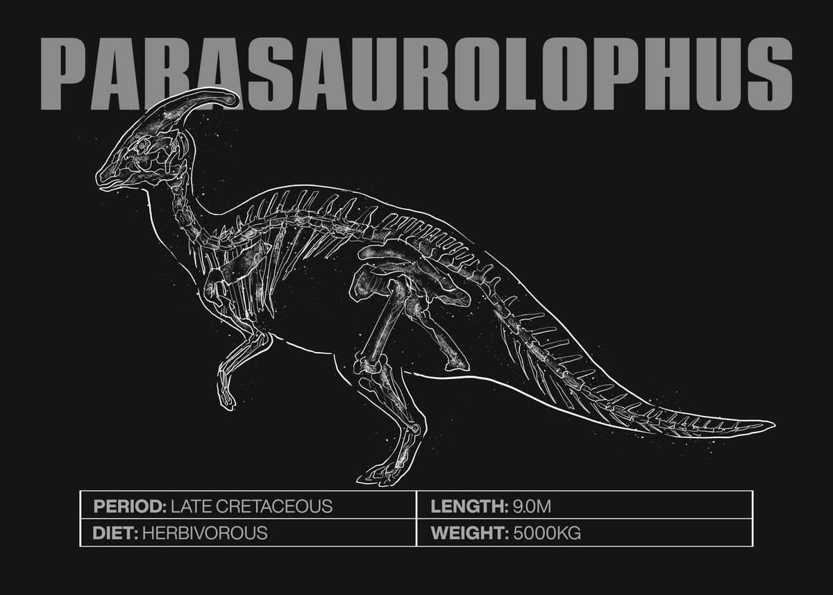'Parasaurolophus Skeleton' Poster, picture, metal print, paint by Zie ...