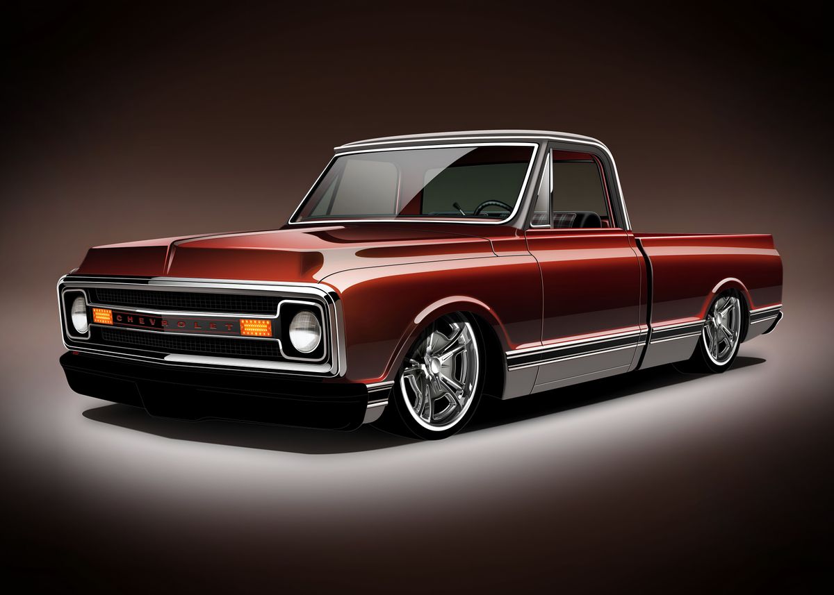'Custom 1969 C10 Fleetside' Poster, picture, metal print, paint by Flux ...