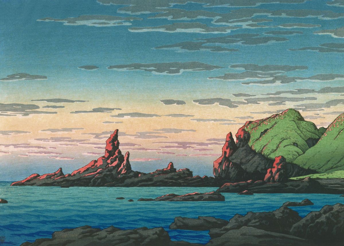 'Ryugashima Island at Oga' Poster, picture, metal print, paint by ...