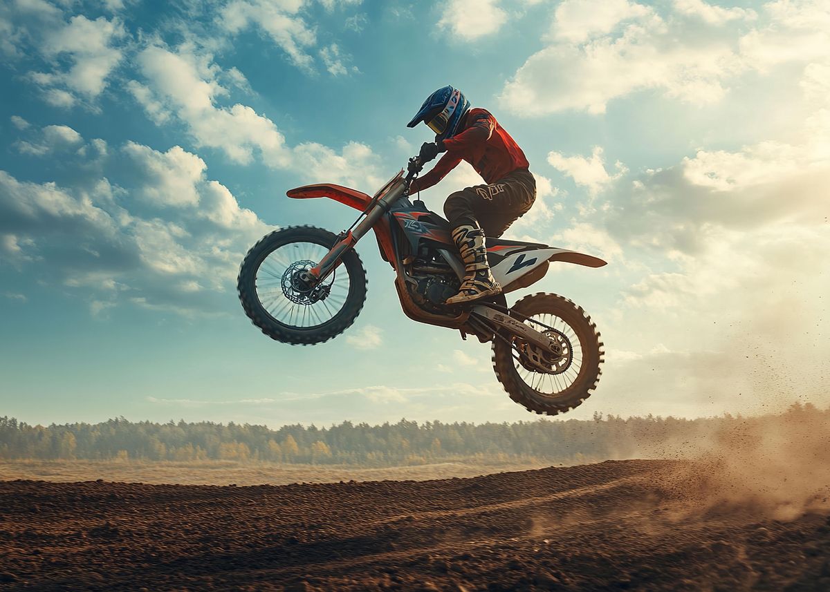 'MX Jump Motocross Dirtbike' Poster, picture, metal print, paint by ...