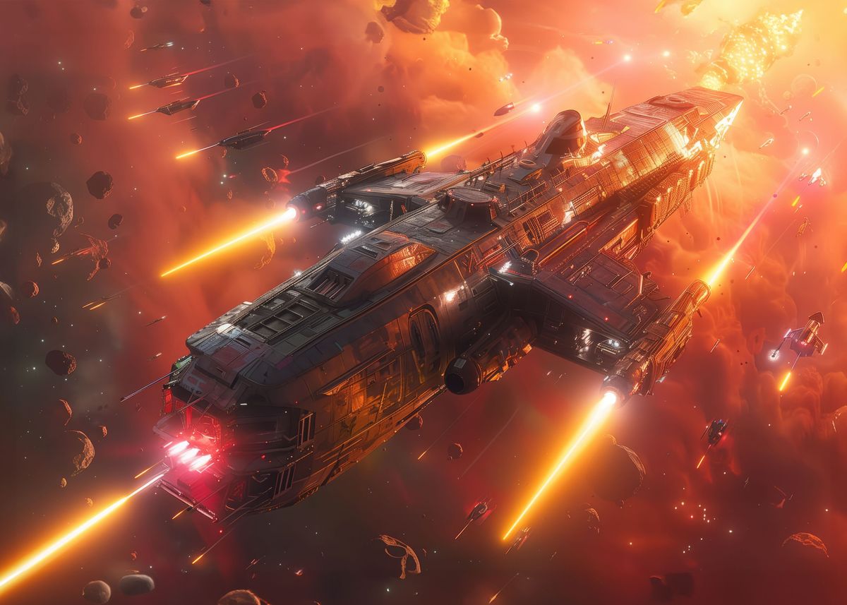 'Space fleet battle' Poster, picture, metal print, paint by Artsynth | Displate