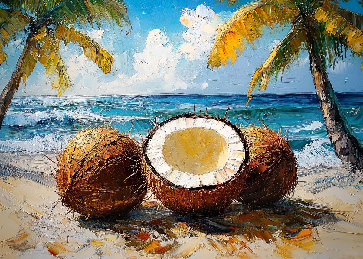 'Coconut Nature Oceans' Poster, picture, metal print, paint by ...