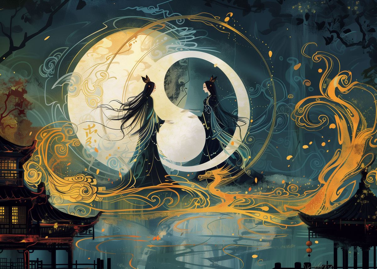 'Ying Yang Women Asian' Poster, picture, metal print, paint by Zenz ...