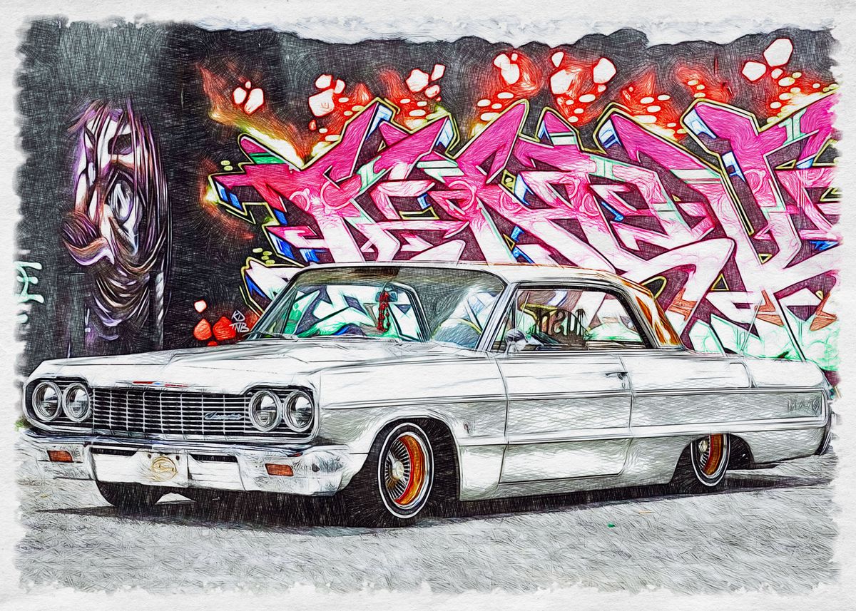 'Classic car drawing' Poster, picture, metal print, paint by nawangza ...