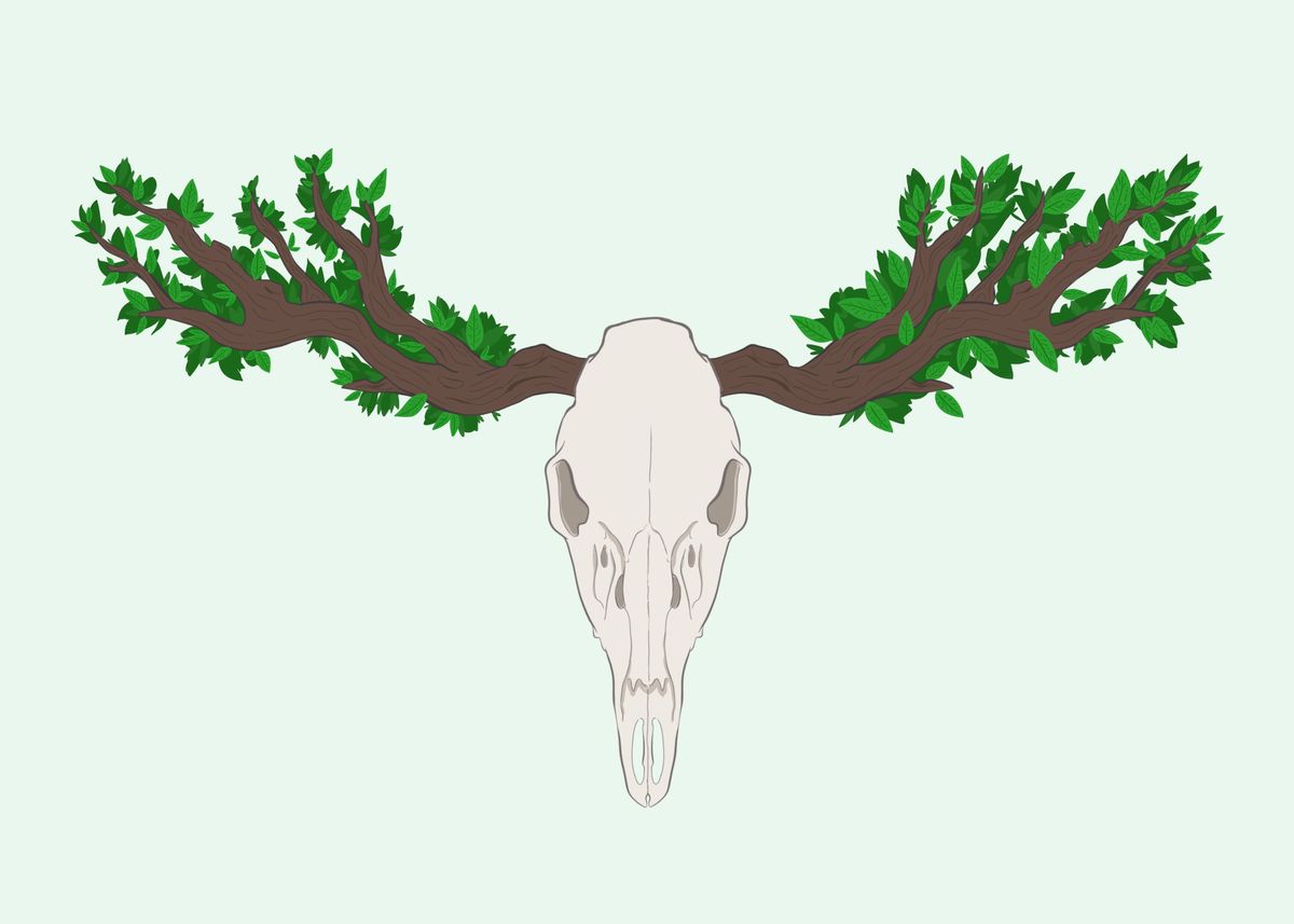 'Summer Tree Deer Skull' Poster, picture, metal print, paint by Rory ...