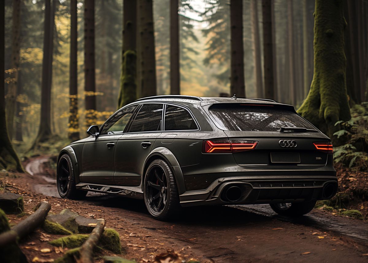 'Audi A6 Allroad car Forest' Poster, picture, metal print, paint by ...