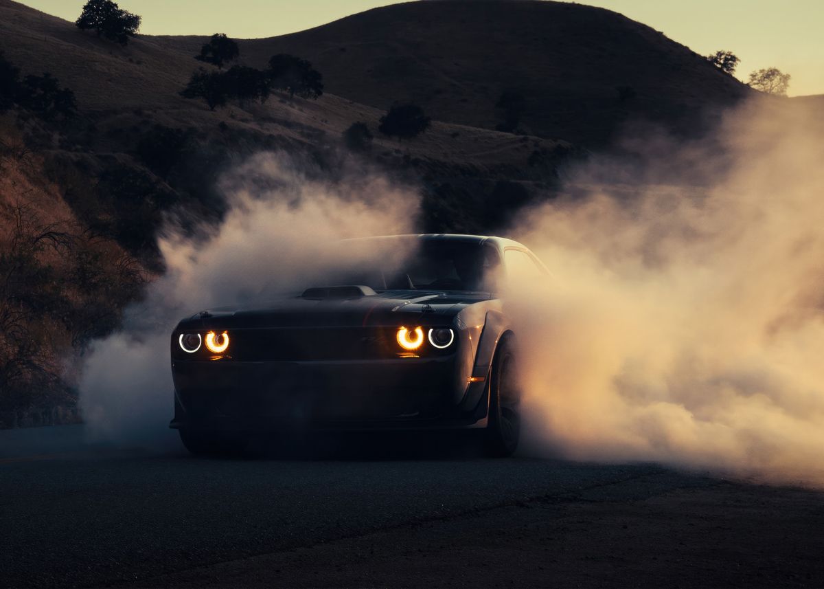 'Dodge Challenger Drifting' Poster, picture, metal print, paint by ...