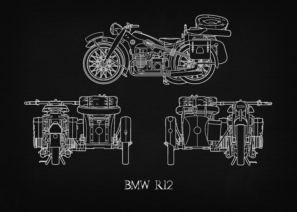 'BMW R12' Poster, picture, metal print, paint by Blueprint Expert ...