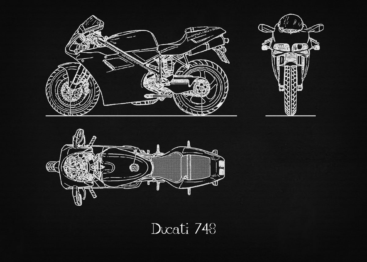 'Ducati 748' Poster, picture, metal print, paint by Blueprint Expert ...