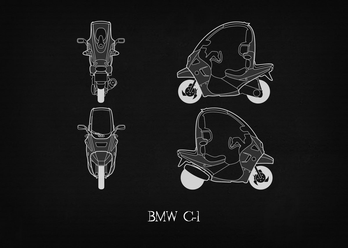 'BMW C1' Poster, picture, metal print, paint by Blueprint Expert | Displate