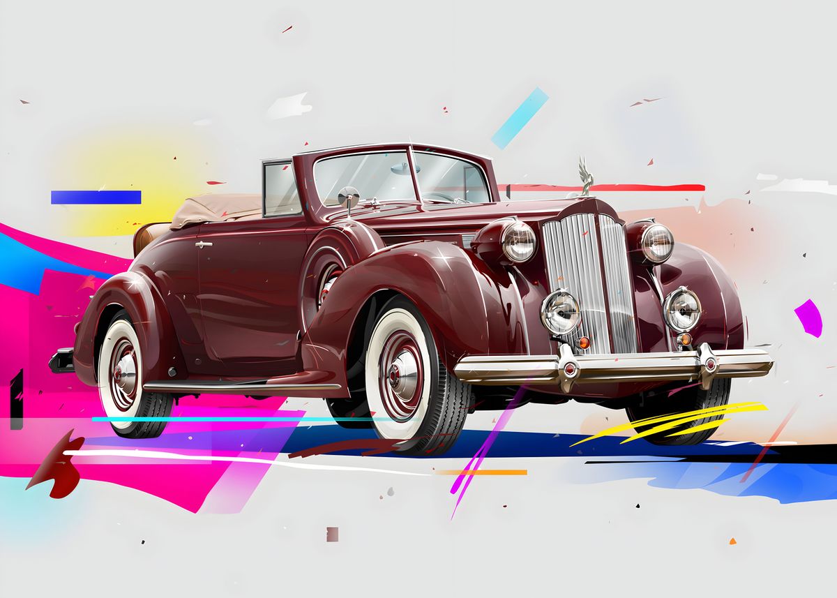 'PACKARD EIGHT 1938' Poster, picture, metal print, paint by Osh Studio | Displate