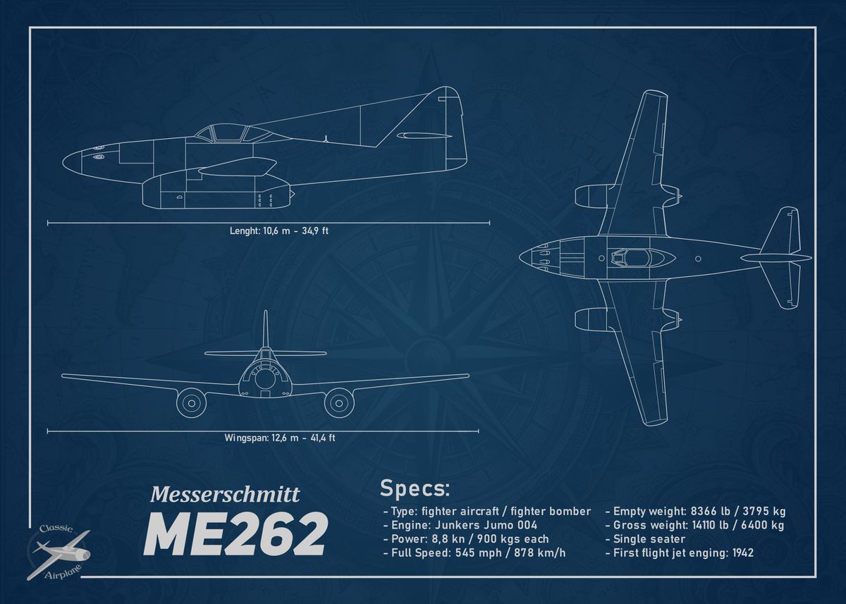 'ME262' Poster, picture, metal print, paint by KyomaArt | Displate