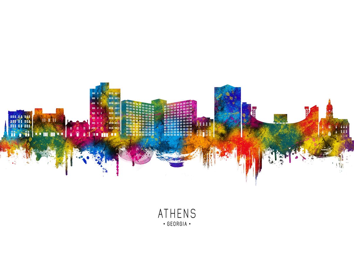 'Athens Georgia Skyline' Poster, picture, metal print, paint by Towseef ...