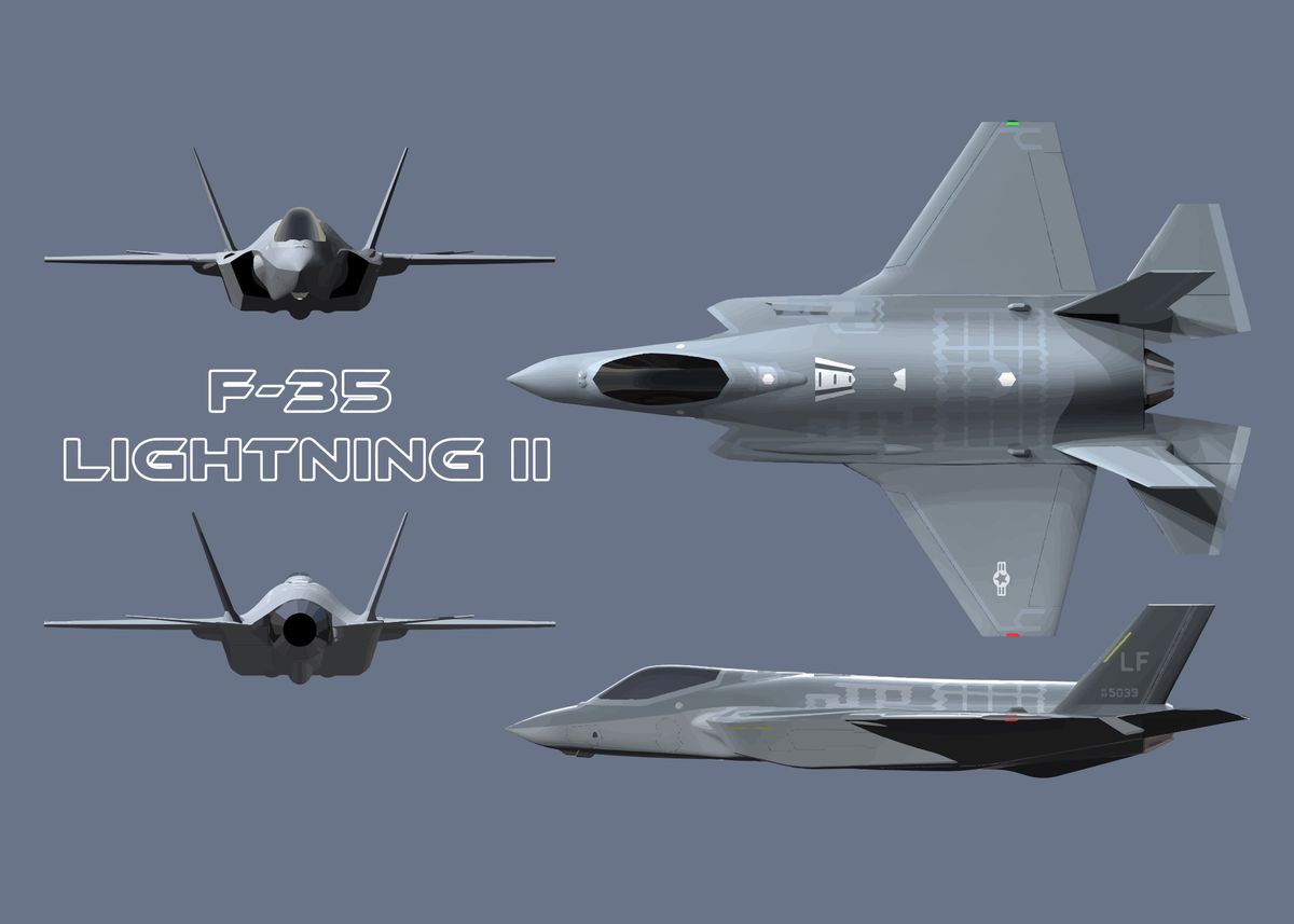 'F35 Lightning II ' Poster, picture, metal print, paint by Anima Art ...