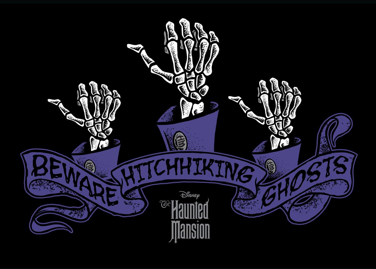 'Beware Hitchhiking Ghosts' Poster, picture, metal print, paint by Disney | Displate